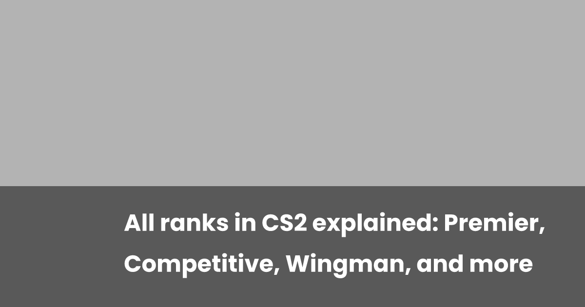 All ranks in CS2 explained: Premier, Competitive, Wingman, and more | esports.gg